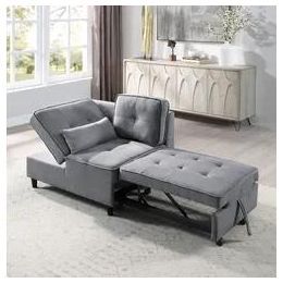 Schlafsofa "Freddy", grau, B:107cm H:85cm T:85cm, ATLANTIC HOME COLLECTION, Sofas, Schlafsofa, wandelbar zum Loungesessel, Relaxliege und G&auml;stebett, inkl. Kissen