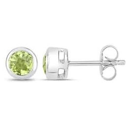 Paar Ohrstecker VIRA JEWELS "925-Sterling Silber rhodiniert gl&auml;nzend Peridot gr&uuml;n rund", wei&szlig; (wei&szlig;, gr&uuml;n), Ohrringe, Damen, one-size, 1,18, Silber 925 (Sterlingsilber)