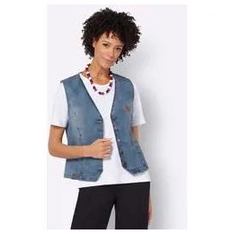 Jeansweste Casual Looks, Damen, Gr. 42, blau (blau, bleached), 81% Baumwolle, 17% Polyester, 2% Elasthan, unifarben, Westen