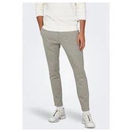 Only & Sons Chinohose ONLY & SONS "ONSMARK SLIM CHECK 020919 PANT NOOS", Herren, Gr. 30, L&auml;nge 30, grau (chinchilla), Web, Obermaterial: 64% Viskose, 31% Polyester, 5% Elasthan, meliert, slim fit kn&ouml;chellang, Hosen Chinohose