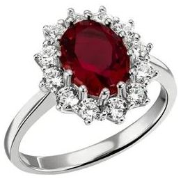 Fingerring Firetti "Schmuck Geschenk Silber 925 Damenring Lady D Diana Royal" Gr. 56, rot (silberfarben, rubinrot, kristallwei&szlig;), Fingerringe, Damen, 56, Silber 925 (Sterlingsilber), 2,1mm, Fingerring, mit Zirkonia (synth.), Glasstein