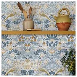 Vliestapete "Strawberry Thief", blau (hellblau), B:0,52m L:10m, Vlies, WILLIAM MORRIS AT HOME, Tapeten, Design Tapeten