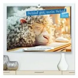 Calvendo Schlaf gut, mein Schaf - Spruchkalender mit lustigen Schaf-Bildern (hochwertiger Premium Wandkalender 2026 DIN A2 quer), Kunstdruck in Hochglanz
