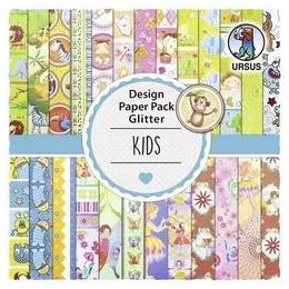 URSUS Spezialpapiere Design Paper Pack Glitter Kids, 30 Blatt