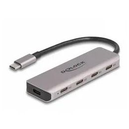 Delock 64238 USB-Hub 4 Port USB-C&reg; USB 3.2 Gen1 5 GBit/s mit USB-C&reg; Stecker Grau 64238