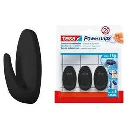 Tesa Powerstrips Haken Small Oval schwarz 3 St&uuml;ck