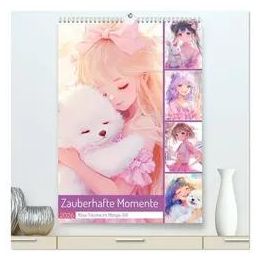 Calvendo Zauberhafte Momente. Rosa Tr&auml;ume im Manga-Stil (hochwertiger Premium Wandkalender 2026 DIN A2 hoch), Kunstdruck in Hochglanz