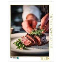 Calvendo Puzzle Zartes Steak wird kunstvoll mit frischen Kr&auml;utern angerichtet 1000 Teile Lege-Gr&ouml;&szlig;e 64x48cm Foto-Puzzle f&uuml;r gl&uuml;ckliche Stunden