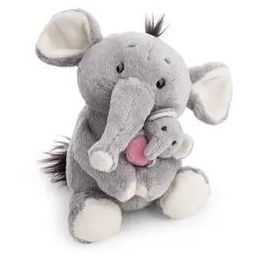 Nici 62842 - Little & Me, Elefant mit Kind und Herz, 20 cm, schlenkernd, Kuscheltier, GREEN