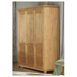 Kleiderschrank OTTO HOME "Rauna, mit Lamellen und Kassetten, klassischer Landhausstil, rustikal", beige (natur ge&ouml;lt), B:159cm H:195cm T:60cm, Massivholz, Schr&auml;nke, Kleiderschrank, massive Kiefer, Metallgriffe, mehrere Varianten, zeitloses Design