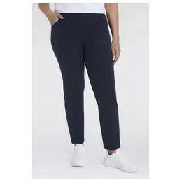 Schlupfhose KjBRAND "Schlupfhose Susie in Bi-Stretch, Kammgarnoptik", Damen, Gr. 44, N-Gr, blau (marine), Web, Obermaterial: 63% Polyester, 35% Viskose, 2% Elasthan, bequem kn&ouml;chelfrei, Hosen Schlupfhose, Sommerhose, ideal f&uuml;r kr&auml;ftige Oberschenkel