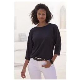 3/4-Arm-Shirt Vivance "aus b&uuml;gelfreier Cr&ecirc;pe-Qualit&auml;t", Damen, Gr. 40/42, schwarz, Cr&ecirc;pe, Obermaterial: 98% Polyester, 2% Elasthan, unifarben, l&auml;ssig geschnitten normal, Rundhals, Fledermaus&auml;rmel breiter Bund, Shirts 3/4-Arm-Shirt, Topseller