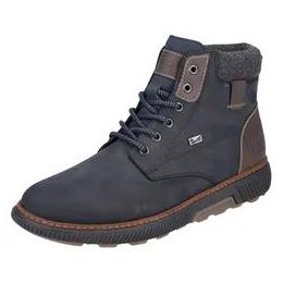 Winterboots Rieker, Damen, Gr. 44, bunt (dunkelblau, braun), Lederimitat, Nubukleder, Textil, unifarben mit Farbeinsatz, Schuhe Winterboots, High Top Sneaker, Schn&uuml;rstiefelette mit TEX-Membran, schmale Form
