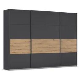 Schwebet&uuml;renschrank Rauch "Kleiderschrank Schrank Garderobe Ankleide Schlafzimmerschrank CORTONA", grau (graumetallic, eiche artisan), B:315cm H:229cm T:62cm, Holzwerkstoff, Schr&auml;nke, Schwebet&uuml;renschrank, inkl. Inneneinteilung, 2 Stoffboxen extra Einlegeb&ouml;den MADE IN GERMANY