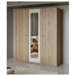 Kleiderschrank Home Affaire "Bitry, W&auml;scheschrank incl. kompletter Innenausstattung", beige (wildeiche, wildeiche, beige), B:179,5cm H:214,5cm T:59cm, ABS-Kunststoff, FSC-zertifizierter Holzwerkstoff, Glas, Kunststoff, Melamin, Metall, Schr&auml;nke, Kleiderschrank, Kleiderschrank, verstellbare Einlegeb&ouml;den 22 mm stark, Spiegelt&uuml;r