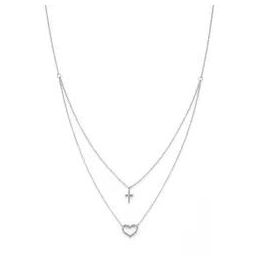 Kette mit Anh&auml;nger Firetti "Schmuck Geschenk Silber 925 Halsschmuck Halskette Ankerkette Kreuz", silber (silberfarben, kristallwei&szlig;), Halsketten, Damen, Silber 925 (Sterlingsilber), L: 46, mit Zirkonia (synth.)