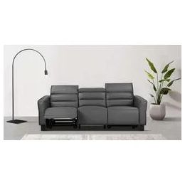 3-Sitzer Home Affaire "Carpari, 224cm, manuelle od. elektrische Relaxfunktion in 2 Sitzen", grau, B:224cm H:97cm T:100cm, Sofas, mit USB-A/C, Kopfteilverstellung, Echtleder, Kunstleder, Webstoff