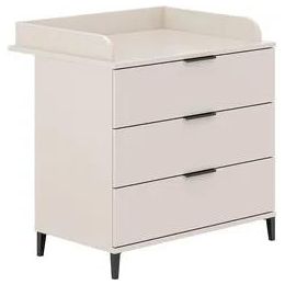Wickelkommode Home Affaire "ARI, 3 Schubladen", beige (cashmere, beige), B:94,7cm H:87,9cm T:52,4cm, Holzwerkstoff, Wickelkommoden, Wickelkommode, inklusive Wickelaufsatz, Schubladen mit Soft-Close-Funktion
