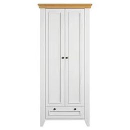 Garderobenschrank OTTO HOME "Skandinavia", wei&szlig; (wei&szlig;, honig), B:85cm H:192cm T:38cm, Massivholz, Schr&auml;nke, Garderobenschrank, Massivholz, 2-t&uuml;rig, mit Schubkasten und seitlichen H&auml;ngem&ouml;glichkeiten