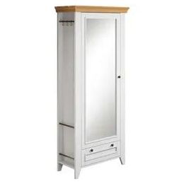 Garderobenschrank OTTO HOME "Skandinavia", wei&szlig; (wei&szlig;, honig), B:85cm H:192cm T:38cm, Massivholz, Schr&auml;nke, Garderobenschrank, Massivholz, mit Spiegel und seitlichen H&auml;ngem&ouml;glichkeiten