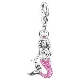Charm-Einh&auml;nger Thomas Sabo "kleine Meerjungfrau", rosa (silberfarben, rosa, rot, rot), Charms, Damen, Silber 925 (recycelt), mit Korund (synth.)