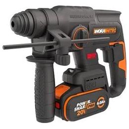 Akku-Bohrhammer WORX "NITRO WX381", bunt (schwarz, orange), B:21mm H:8,1mm L:28,2mm, Bohrmaschinen, Brushless-Motor, 3-In-1, inkl. Akku & Schnellladeger&auml;t