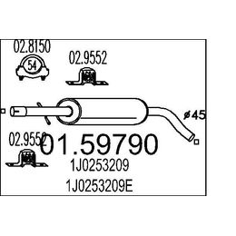 MTS MARKENTECHNIKSERVICEGMBH & CO. KG MTS Mittelschalld&auml;mpfer 01.59790 f&uuml;r SKODA VW SEAT AUDI 1J0253209 1J0253209A 1J0253209G