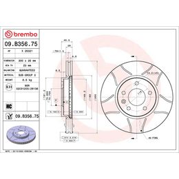 Brembo Bremsscheibe 09.B356.75 vorne rechts links innenbel&uuml;ftet 300mm f&uuml;r BUICK (SGM) VAUXHALL CHEVROLET OPEL 23118060 569076 569098