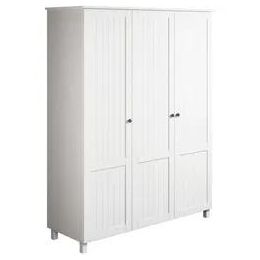 Kleiderschrank OTTO HOME "Juventus, Dreht&uuml;renschrank, Schrank", wei&szlig;, B:143cm H:180cm T:51cm, Massivholz, Schr&auml;nke, Kleiderschrank, mit 3 T&uuml;ren, 143 cm breit, aus massiver Kiefer, FSC-zertifiziert