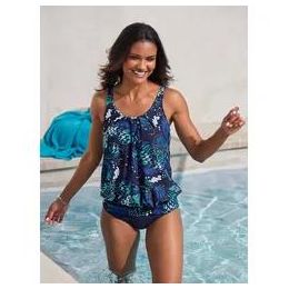 Tankini-Top feel good, Damen, Gr. 52, Cup B, blau (marine, royalblau, bedruckt), Elasthan, Polyamid, Bikini-Oberteile