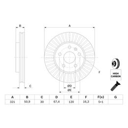 Bosch Bremsscheibe 0 986 479 C16 vorne rechts links bel&uuml;ftet 321mm f&uuml;r VAUXHALL OPEL CHEVROLET 569064 569083 13501308