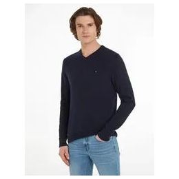 V-Ausschnitt-Pullover Tommy Hilfiger "PIMA ORG CTN CASHMERE V NECK", Herren, Gr. XXL, blau (desert sky), Obermaterial: 92% Baumwolle, 8% Kaschmir, V-Ausschnitt, Pullover
