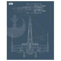 Bild Komar "Star Wars Blueprint X-Wing", schwarz-wei&szlig; (farbe bild(er): schwarz, wei&szlig;), B:40cm H:50cm, Holz, Papier, Bilder, Bild, Wandbild zur Dekoration im Kinderzimmer - ohne Rahmen