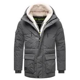 Winterjacke STONE HARBOUR "Lauroo XX", Herren, Gr. S (48), grau (anthrazit), Obermaterial: 100% Polyester. Innenfutter: 100% Polyester. Wattierung: 100% Polyester. &Auml;rmelfutter: 100% Polyester. Kunstpelz: 100% Polyester, gerade Po-bedeckend, hoch geschlossener Ausschnitt, verstellbar Rippstrickb&uuml;ndchen mit Daumenl&ouml;chern, Jacken Winterjacke, urbane Herren Steppjacke mit kuscheligem Teddyfleece