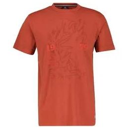 T-Shirt Lerros "Herren-T-Shirt mit Brust-Print", Herren, Gr. 5XL, rot (deep coral rot), 100% Baumwolle, Rundhals, Shirts T-Shirt