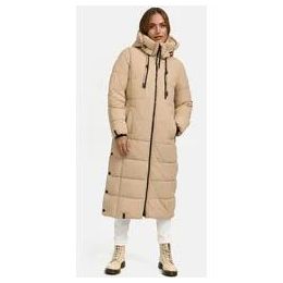 Winterjacke Marikoo "Nadeshikoo XIV", Damen, Gr. 4XL, beige, Obermaterial: 100% Polyester; Innenseite: 100% Polyester; Futter: 100% Polyester; Wattierung: 100% Polyester, Jacken Winterjacke, extra langer Winter Mantel gesteppt