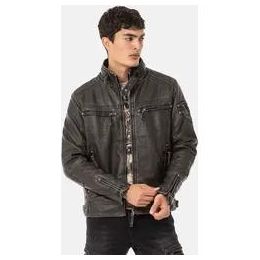 Cipo & Baxx Bikerjacke CIPO & BAXX "Winterjacke", Herren, Gr. M, grau, Stoff, 65% Polyurethan, 25% Polyester, 10% Viskose, unifarben, regular fit normal, V-Ausschnitt, Jacken, im unifarbenen Look