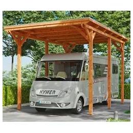 Skan Holz Einzelcarport SKANHOLZ "Caravan-Emsland", braun (hellbraun), B/H/T: 353cm x, Carports