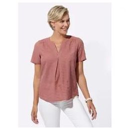 Schlupfbluse Classic Basics, Damen, Gr. 48, rot (rosenholz), 100% Baumwolle, unifarben, Rundhals, Blusen Schlupfbluse