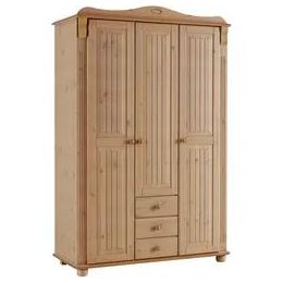 Kleiderschrank OTTO HOME "Adele", beige (natur), B:130cm H:191cm T:53,5cm, Massivholz, Schr&auml;nke, Kleiderschrank, aus massiver Kiefer,Spiegel beim 4-und 5-trg.Schrank, Innenausstattung