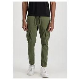 Cargohose Alpha Industries "Cotton Twill Jogger", Damen, Gr. L, N-Gr, gr&uuml;n (schwarz olive), Web, Obermaterial: 98% Baumwolle, 2% Elasthan, unifarben, slim fit normal, Hosen Cargohose