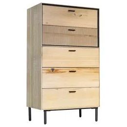 Kommode GUTMANN FACTORY, braun (braun, schwarz), B:70cm H:125cm T:43cm, MDF, Sideboards, Kommode