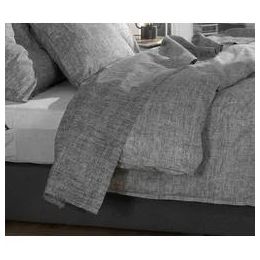 Bettlaken ZO HOME "Lino", grau (schwarz, grau), B:290cm L:270cm, Renforc&eacute;, Obermaterial: 100% Baumwolle, Bettlaken, Bettlaken, Laken aus 100% Baumwolle, Linen-look Print, Betttuch ab 90x200