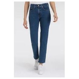 Levi's Straight-Jeans LEVI'S "724 HIGH RISE STRAIGHT", Damen, Gr. 30, L&auml;nge 32, blau (mosey mid stone), Denim/Jeans, Obermaterial: 98% Baumwolle, 2% Elasthan, straight fit lang, Jeans Straight-Jeans