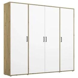 Kleiderschrank Rauch "VOYAGER Garderobe W&auml;scheschrank TOPSELLER Schlafzimmer", wei&szlig; (eiche artisan, alpinwei&szlig;, griffe graumetallic), B:187cm H:194cm T:53cm, Holzwerkstoff, Schr&auml;nke, Kleiderschrank, mit 2 modernen Griffvarianten, viel Stauraum MADE IN GERMANY