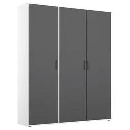 Kleiderschrank Rauch "VOYAGER Garderobe W&auml;scheschrank TOPSELLER Schlafzimmer", wei&szlig; (alpinwei&szlig;, graumetallic, griffe graumetallic), B:140cm H:194cm T:53cm, Holzwerkstoff, Schr&auml;nke, Kleiderschrank, mit 2 modernen Griffvarianten, viel Stauraum MADE IN GERMANY