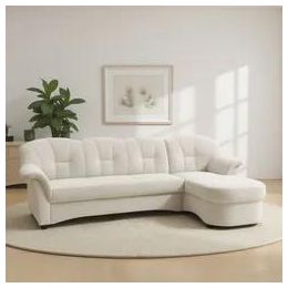 Ecksofa DOMO collection "Flores Schlafsofa, B/T/H: 233/142/86 cm, L-Form", beige (creme), B:231cm H:84cm T:142cm, 100% Polyester, Sofas, Ecksofa, wahlweise mit Bettfunktion, wahlweise mit Federkern, auch in Leder