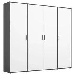 Kleiderschrank Rauch "VOYAGER Garderobe W&auml;scheschrank TOPSELLER Schlafzimmer", grau (graumetallic, alpinwei&szlig;, griffe graumetallic), B:187cm H:194cm T:53cm, Holzwerkstoff, Schr&auml;nke, Kleiderschrank, mit 2 modernen Griffvarianten, viel Stauraum MADE IN GERMANY
