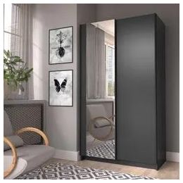 Kleiderschrank Home Affaire "Hildreth, W&auml;scheschrank, Schwebet&uuml;ren, Versand nur 4,95&euro;", grau (schwarz), B:100cm H:182cm T:54,6cm, FSC-zertifizierter Holzwerkstoff, Schr&auml;nke, Kleiderschrank, mit Spiegel, FSC-zertifizierter Holzwerkstoff, in 3 Breiten