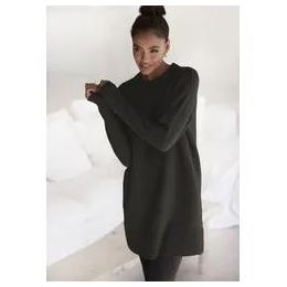 Longpullover Lascana, Damen, Gr. 40/42, schwarz, Strick, Obermaterial: 53% Polyester, 37% Polyacryl, 10% Polyamid, unifarben, figurumspielend h&uuml;ftbedeckend, Rundhals, Pullover Longpullover, in l&auml;ssiger Form aus supersofter Qualit&auml;t, Kuschelpulli, Pulloverkleid